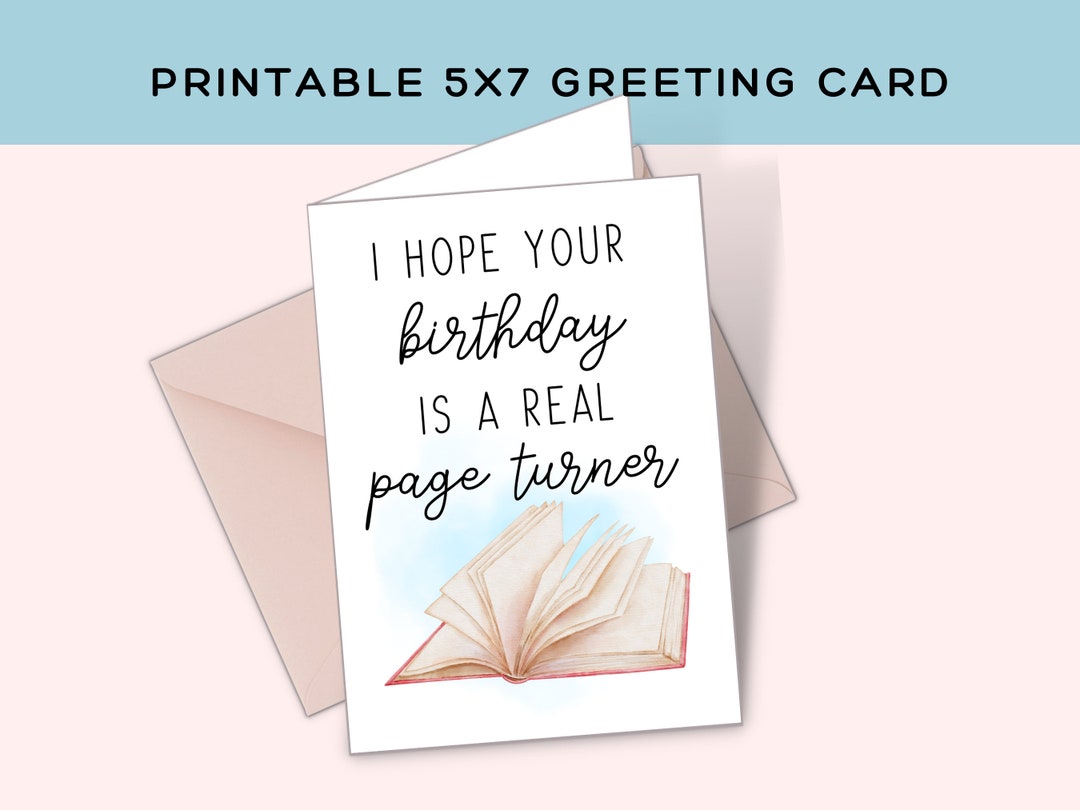 Real Page Turner Printable Birthday Card || Greeting Cards for Book ...