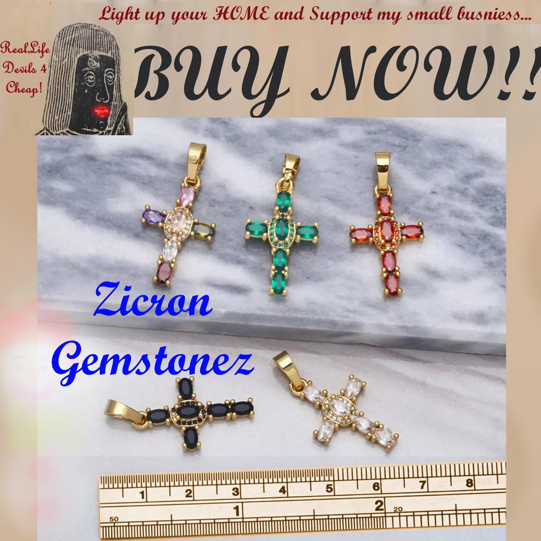 Zircon Cross Pendant. Multi Colored Rainbow of Religious Zircon Gem ...