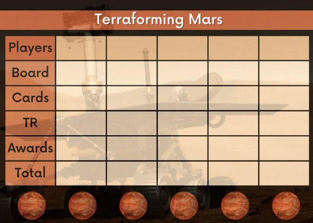 Terraforming Mars Score Sheet - Etsy