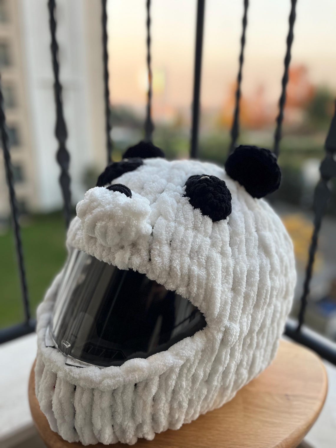 Handmade Panda Motorcycle Helmet Cover, Plush Mask - Etsy