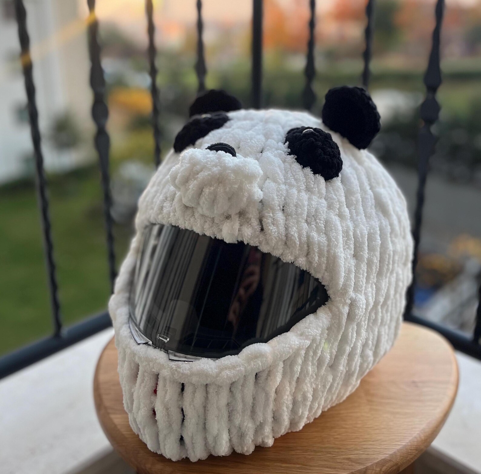 Handmade Panda Motorcycle Helmet Cover, Plush Mask - Etsy