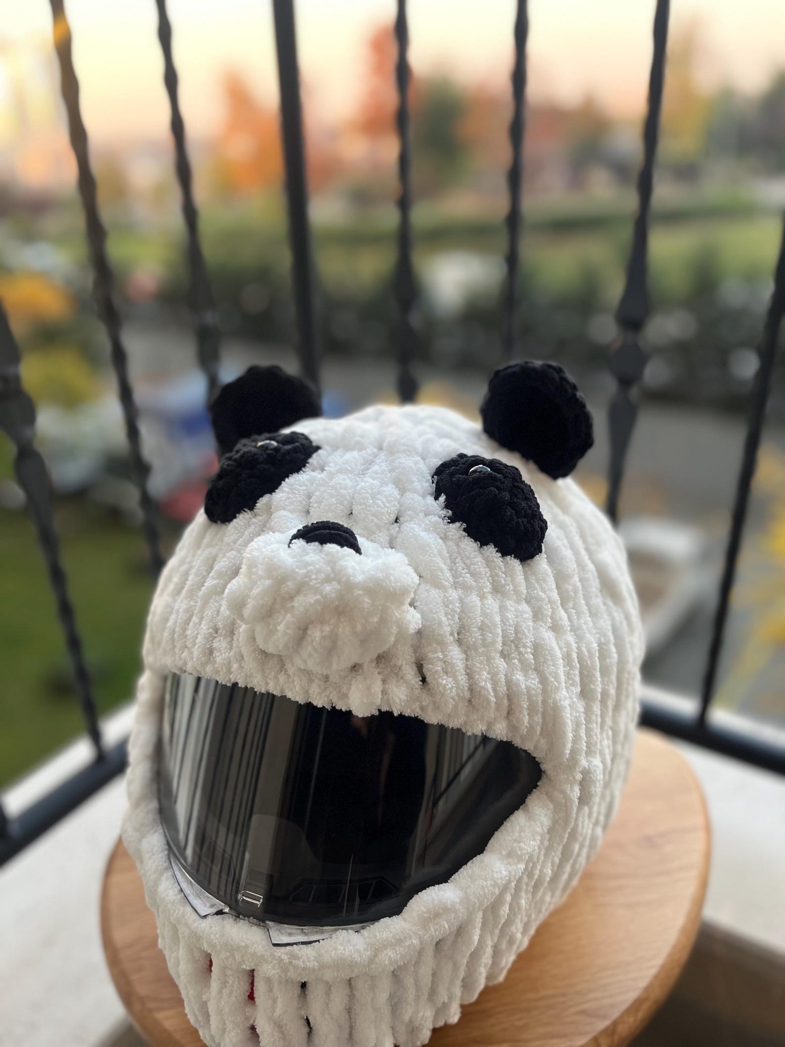 Handmade Panda Motorcycle Helmet Cover, Plush Mask - Etsy