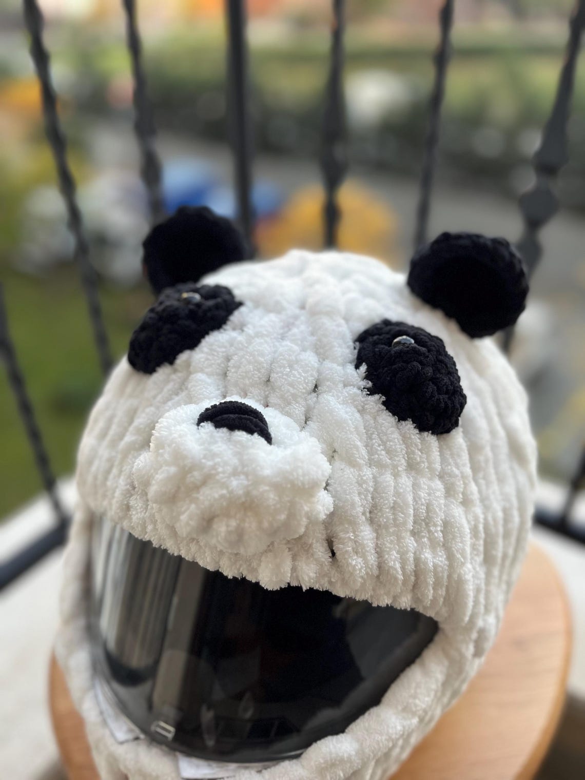Handmade Panda Motorcycle Helmet Cover, Plush Mask - Etsy