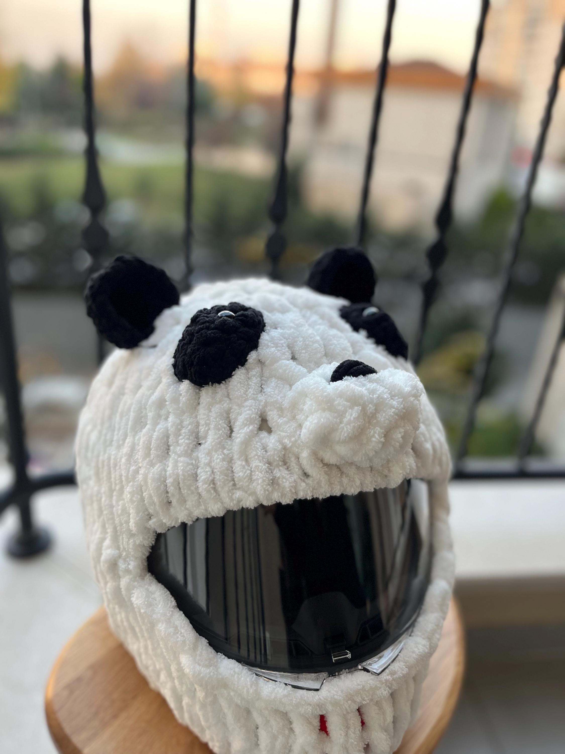 Handmade Panda Motorcycle Helmet Cover, Plush Mask - Etsy