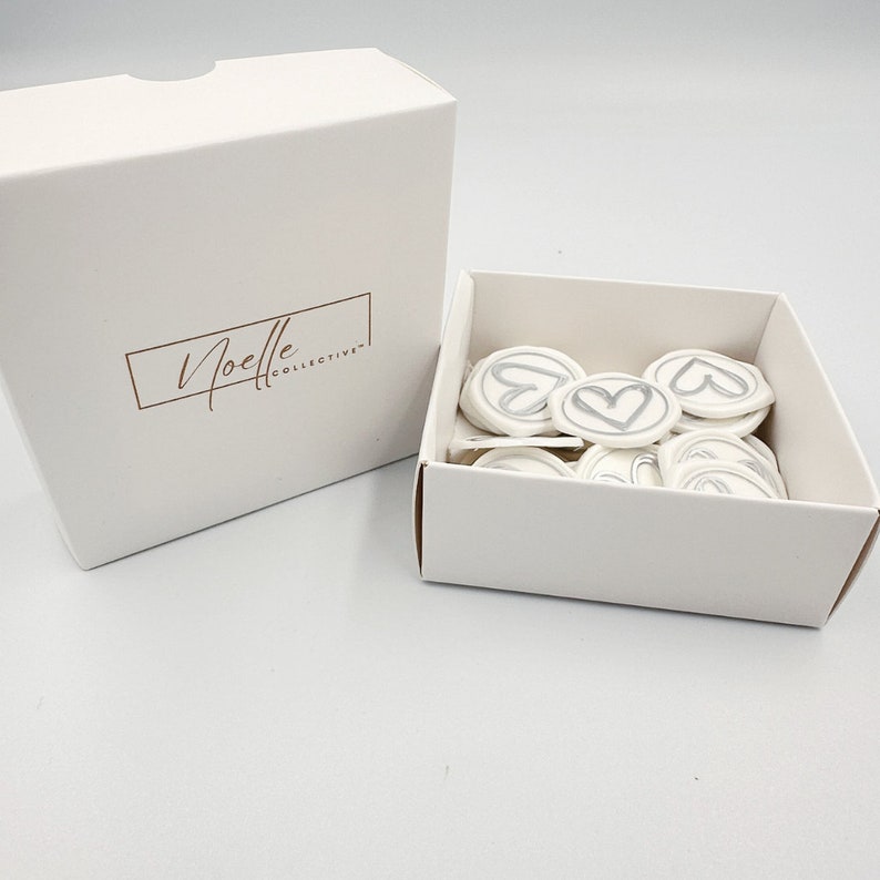 White With Hand Painted Gold or Silver Heart Wax Seal Stickers for ...