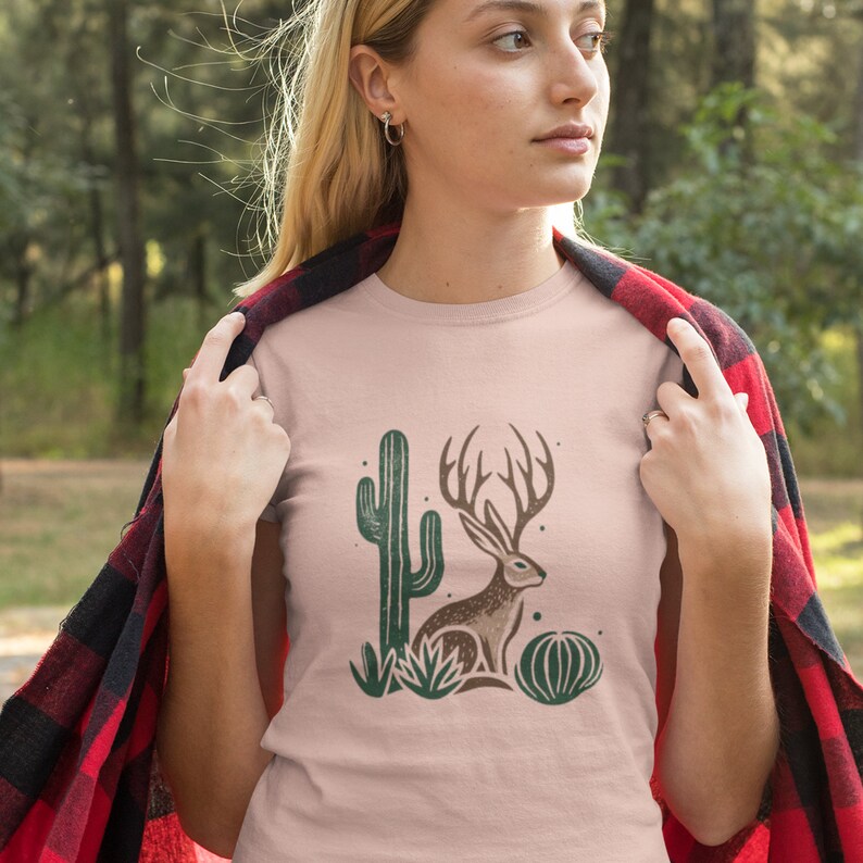 Jackalope Whimsicore Linocut Blockprint Shirt Granola Girl Gorpcore ...