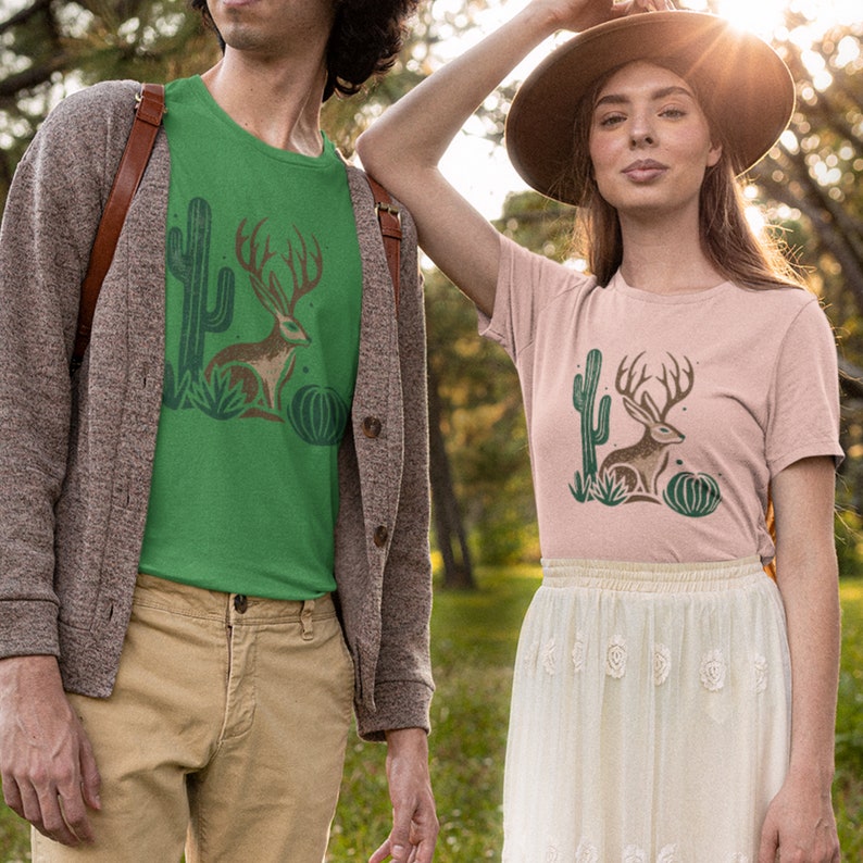 Jackalope Whimsicore Linocut Blockprint Shirt Granola Girl Gorpcore ...