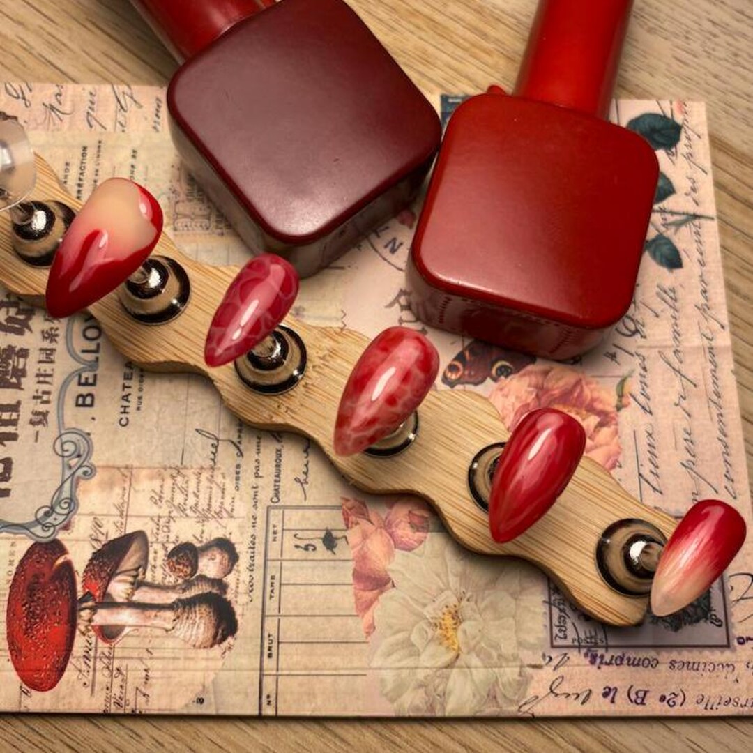 Fleshy and Bloody Red Customizable Press on Nail Set for This Halloween ...
