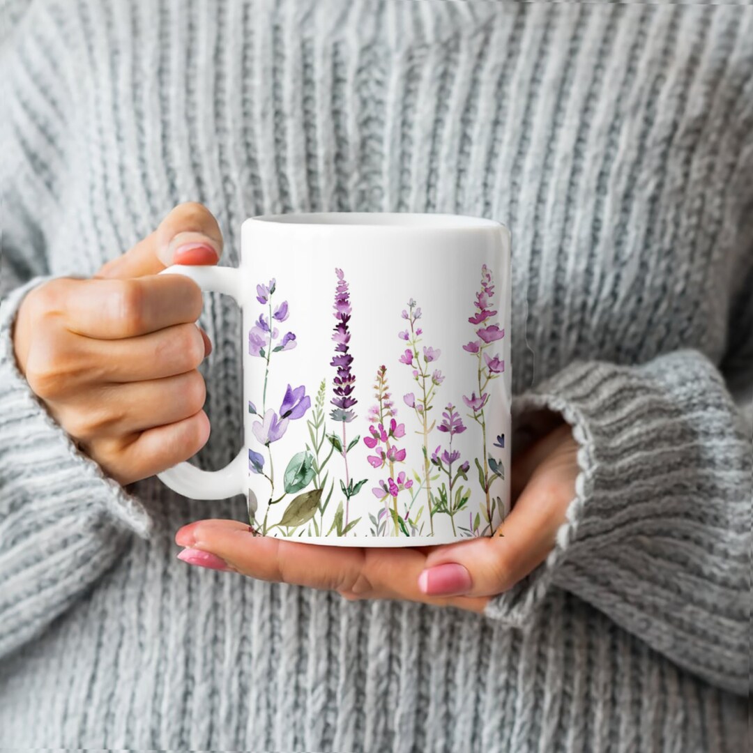 Pressed Flowers Mug, Boho Wildflowers Cottagecore Coffee Mug, Vintage ...
