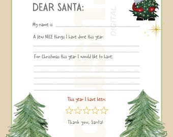 Christmas Wish List Printable, Letter to Santa, Printable Download ...