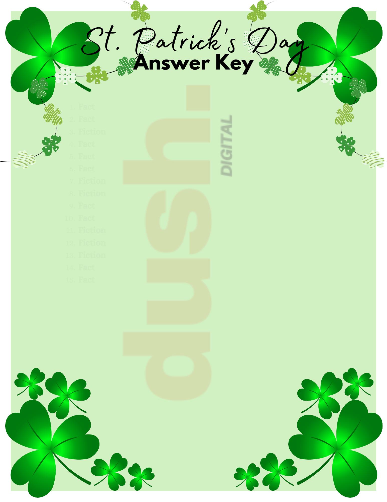 St. Patrick’s Day Fact or Fiction Game, Printable Quiz 8.5x11" PDF ...