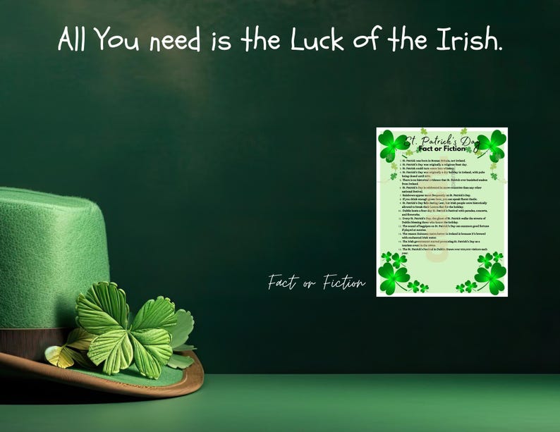 St. Patrick’s Day Fact or Fiction Game, Printable Quiz 8.5x11" PDF ...