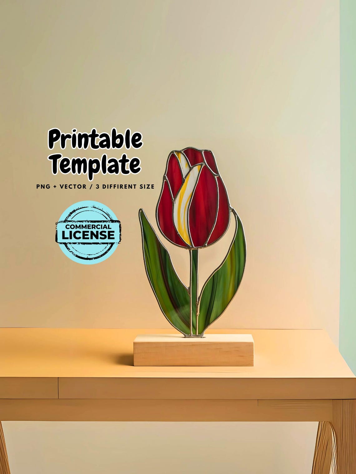 Floral Tulip Stained Glass Pattern - Instant Download Digital Stained ...