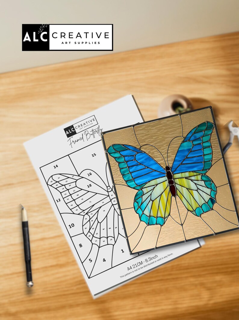 Butterfly Stained Glass Pattern: Easy DIY Suncatcher Template (digital ...