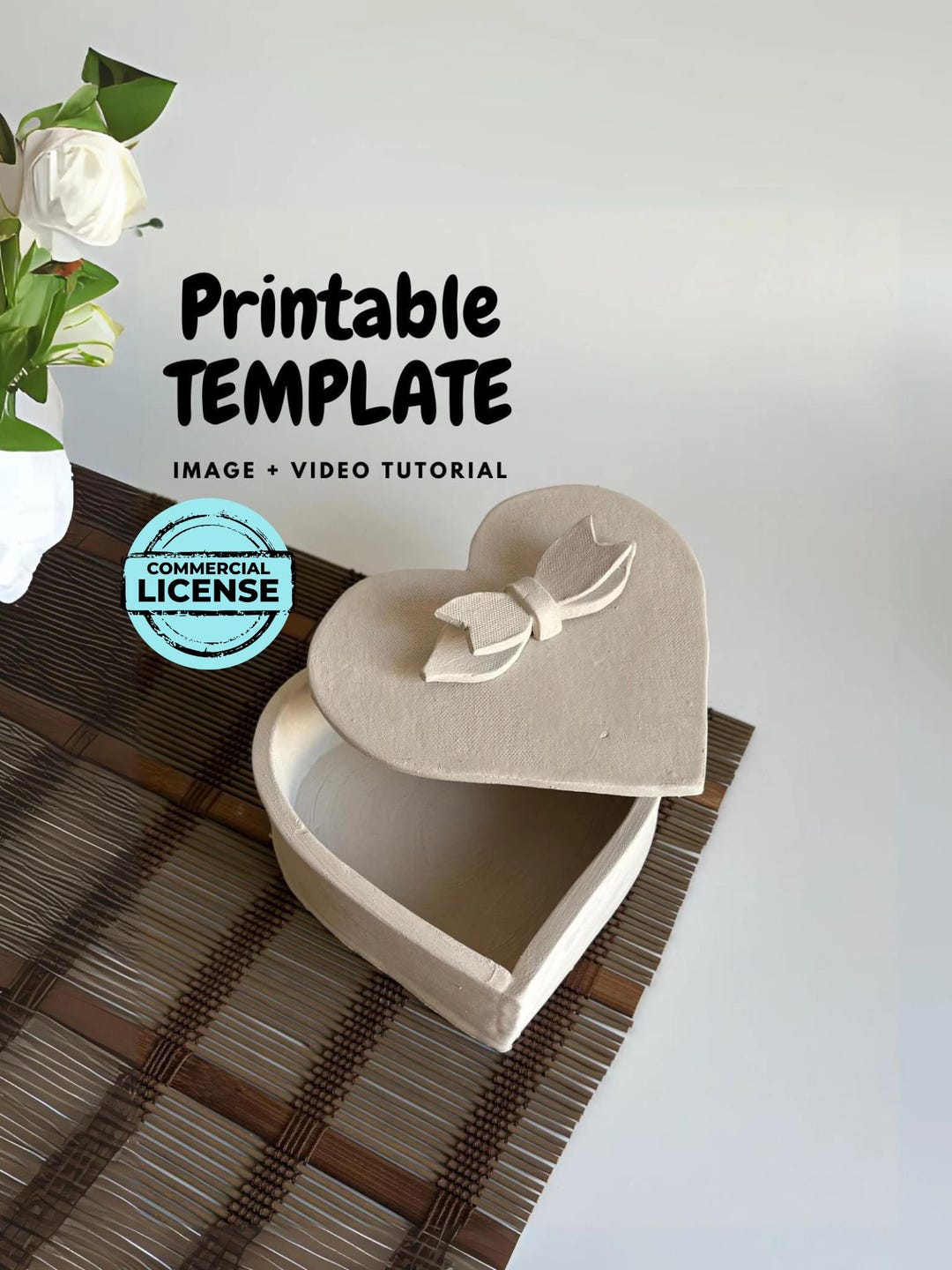 Slab Template Heart-shaped Jewelry and Decor Box , Bow Detail, Perfect ...