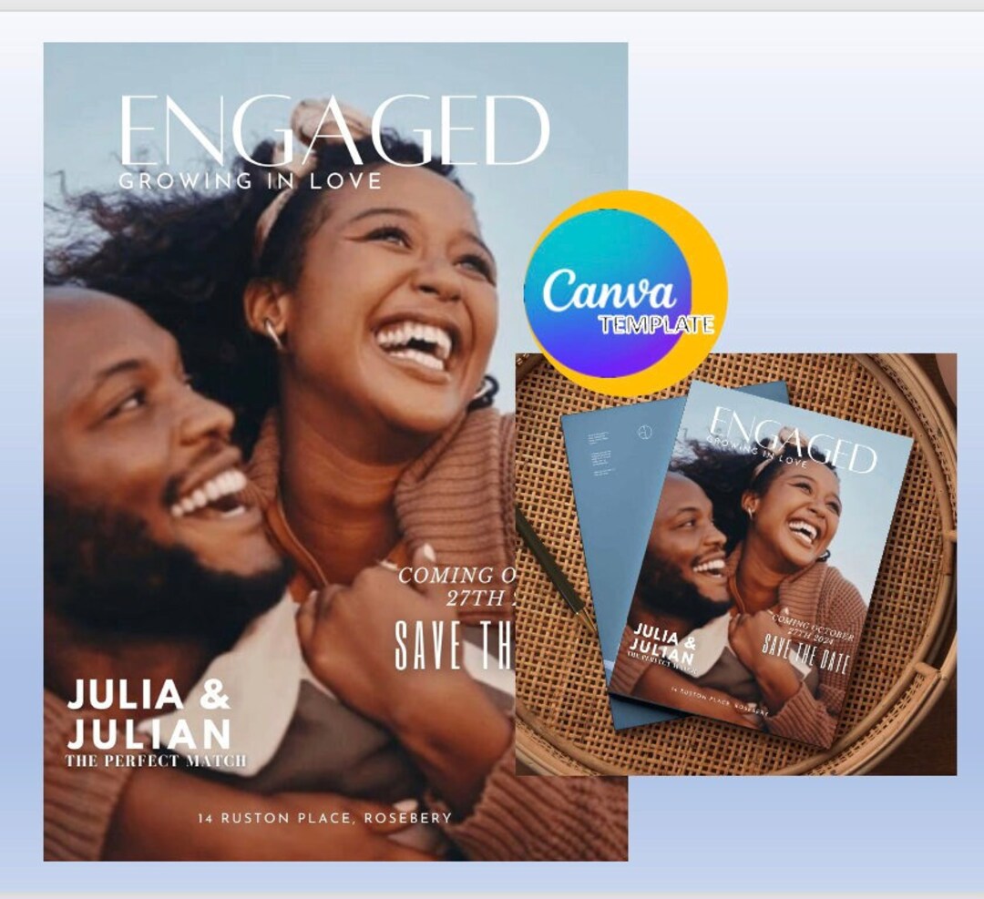 EDITABLE Save the Date Magazine Cover Style - Etsy