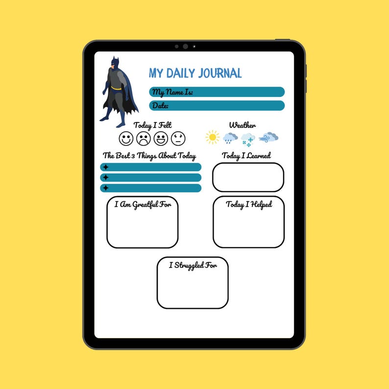 Kids Daily Journal Printable I Batman and Barbie I Diary for Kids I ...