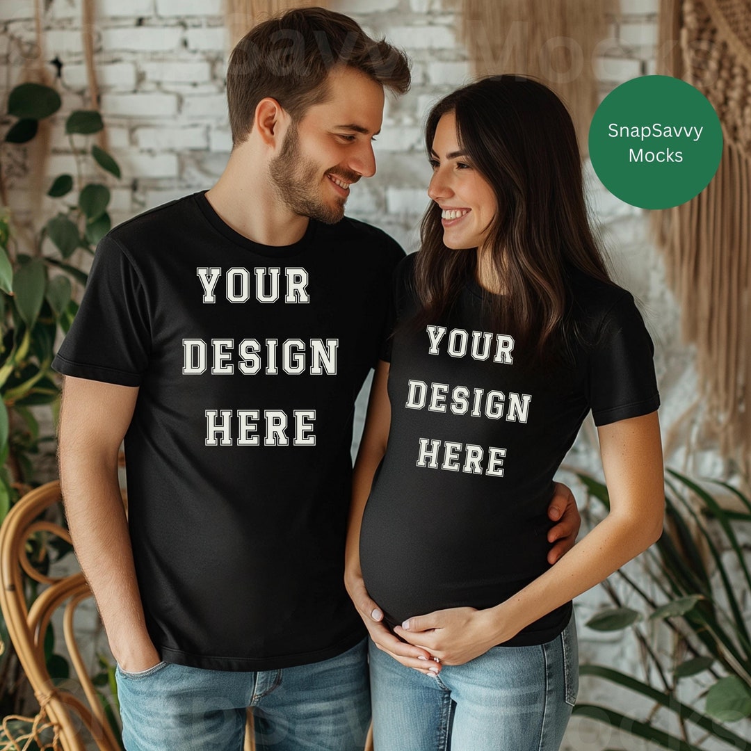 Gildan 64000 Maternity Mockup, Gildan 64000 Pregnancy Mockup, Couples ...
