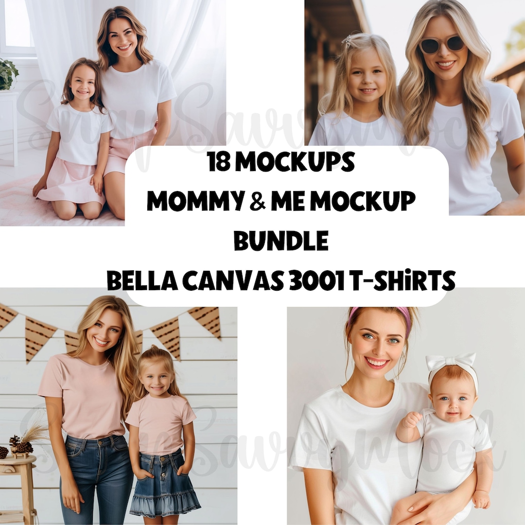 Mom and Me Shirt Mockup Bundle, Mommy and Me Mockup Bundle, White Bella ...
