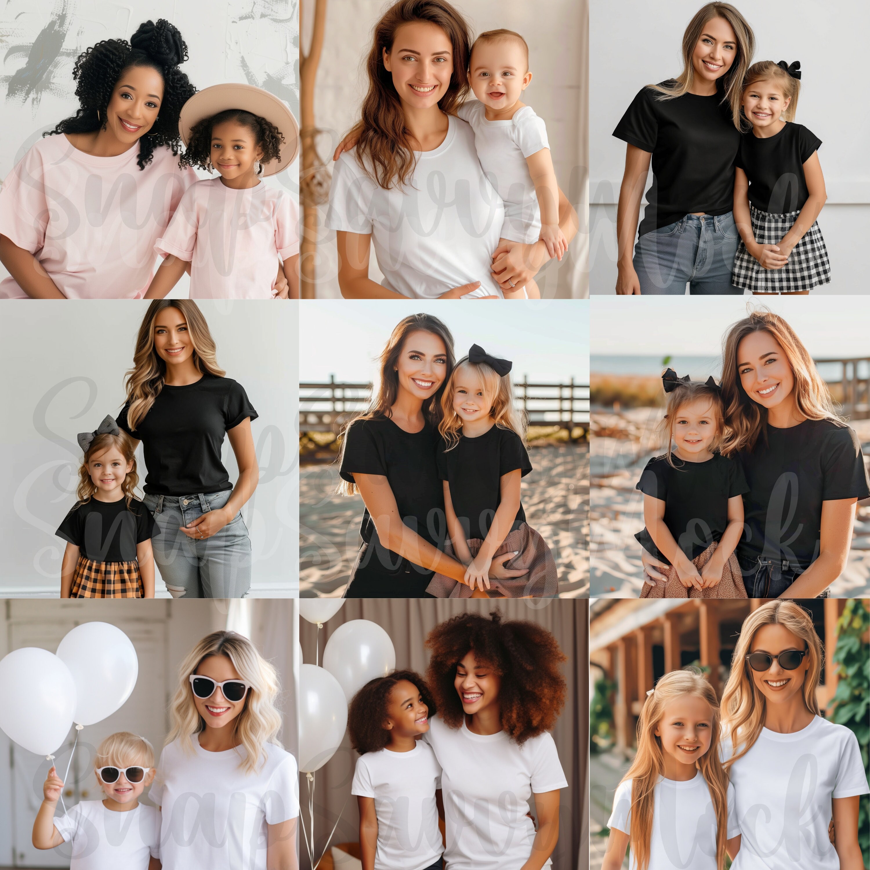 Mom and Me Shirt Mockup Bundle, Mommy and Me Mockup Bundle, White Bella ...