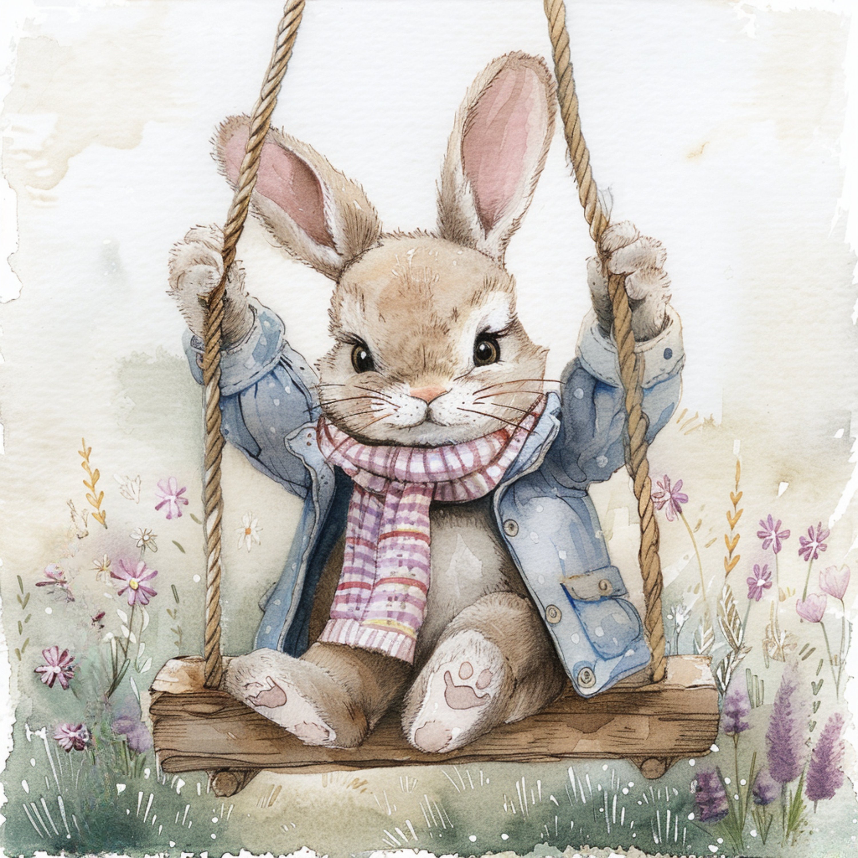 5 Bunnies & 4clipart Bundle, JPG, Card Making, Clip Art, Digital Paper ...