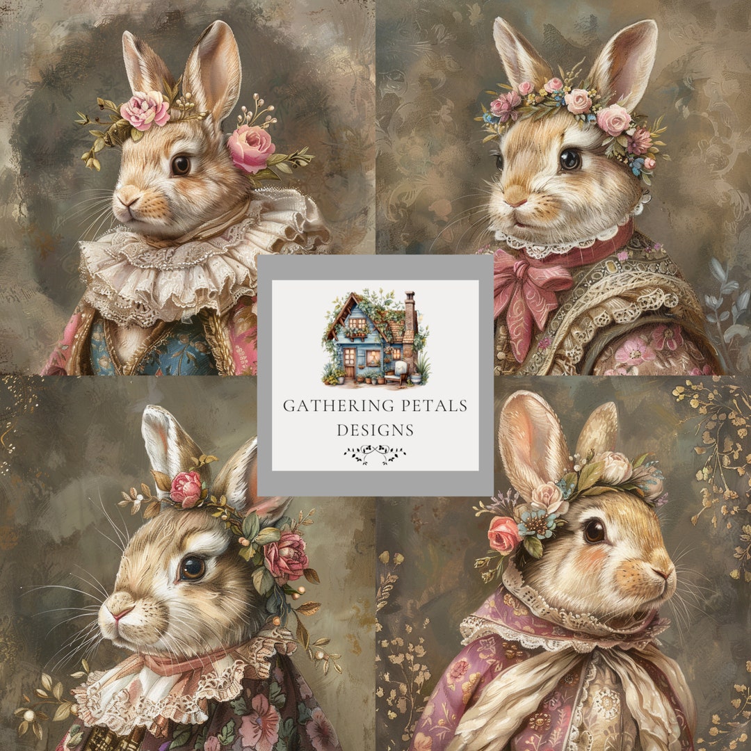 Renaissance Rabbit Clipart - Etsy