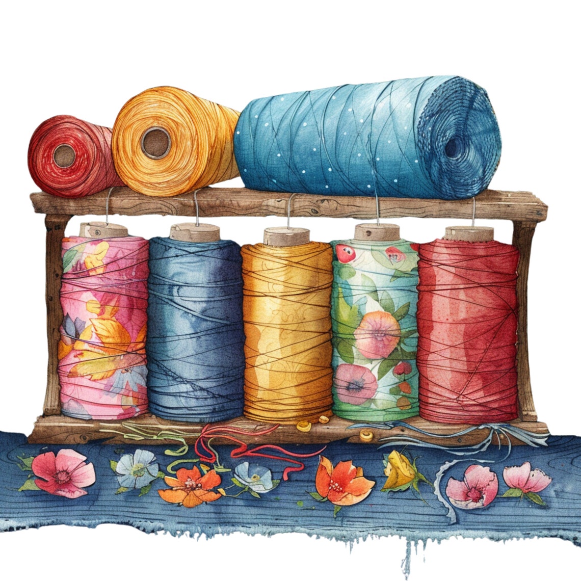 PNG Watercolor Sewing Spools Clipart, Quilting Clipart - Sewing Spools ...
