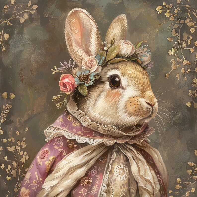 Renaissance Rabbit Clipart - Etsy