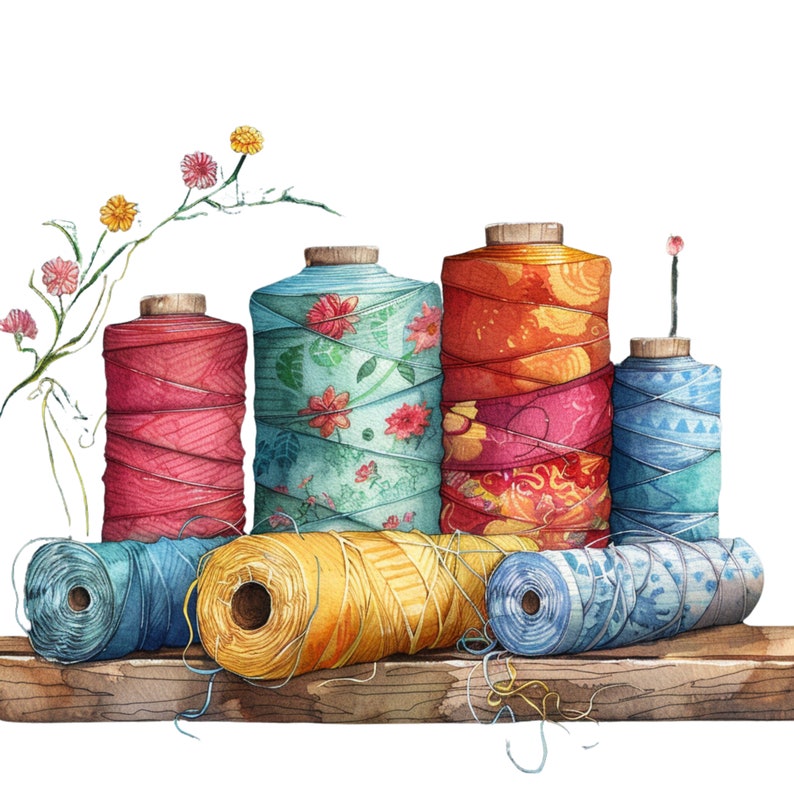 PNG Watercolor Sewing Spools Clipart, Quilting Clipart - Sewing Spools ...