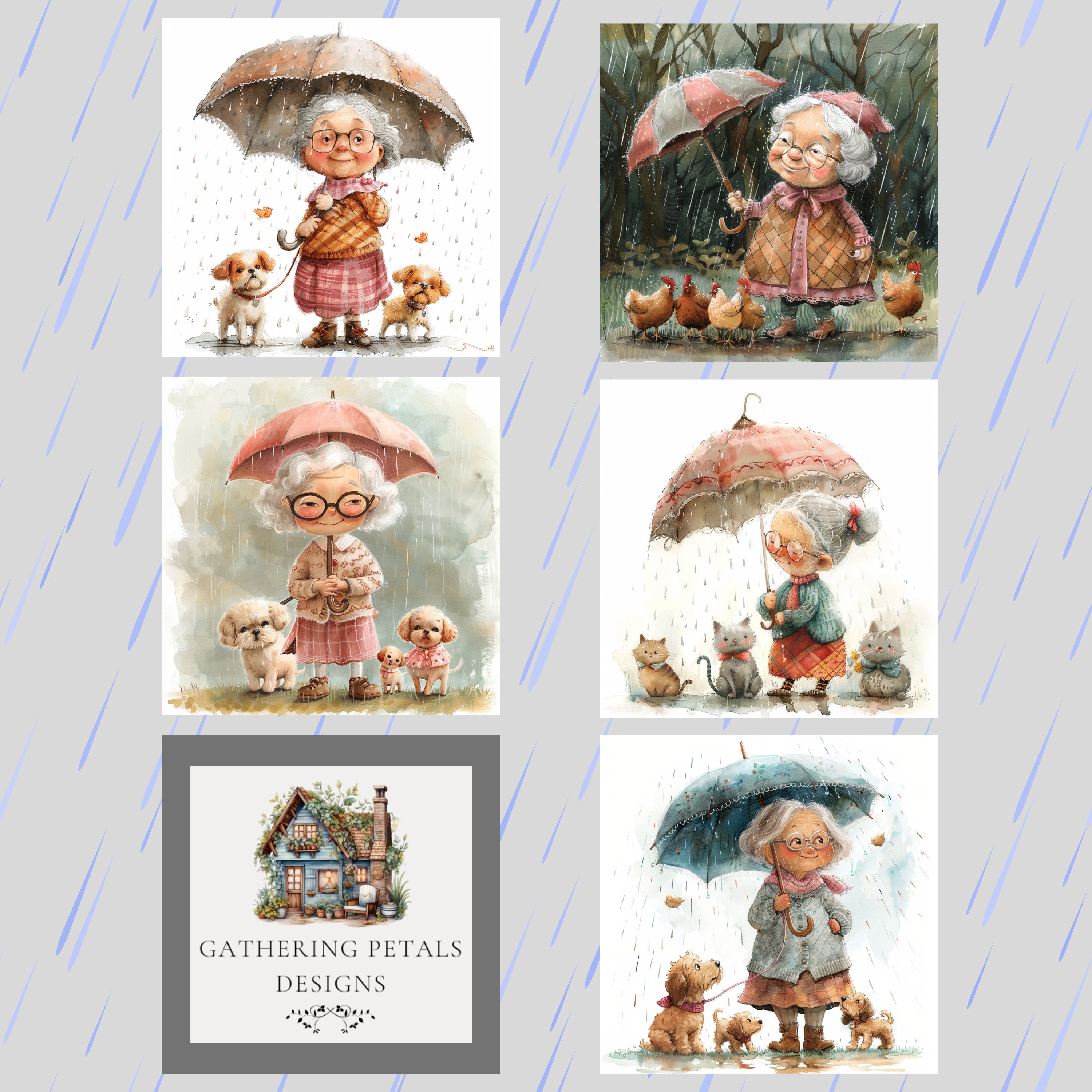 Walking in the Rain Clip Art - Etsy