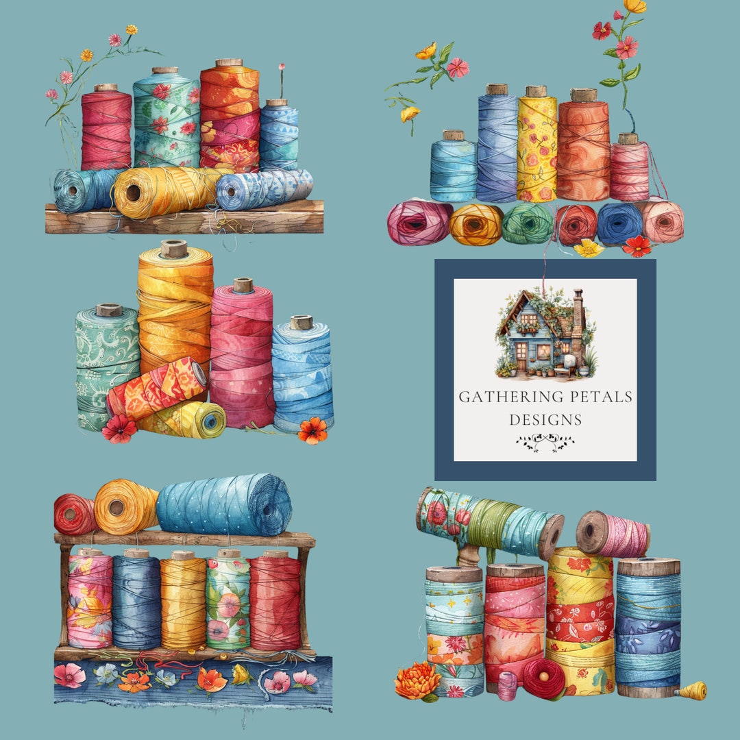 PNG Watercolor Sewing Spools Clipart, Quilting Clipart - Sewing Spools ...
