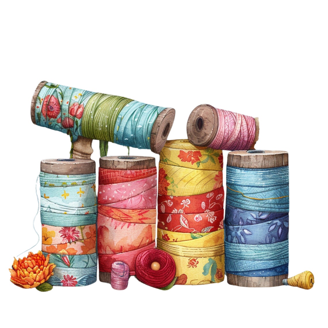 PNG Watercolor Sewing Spools Clipart, Quilting Clipart - Sewing Spools ...