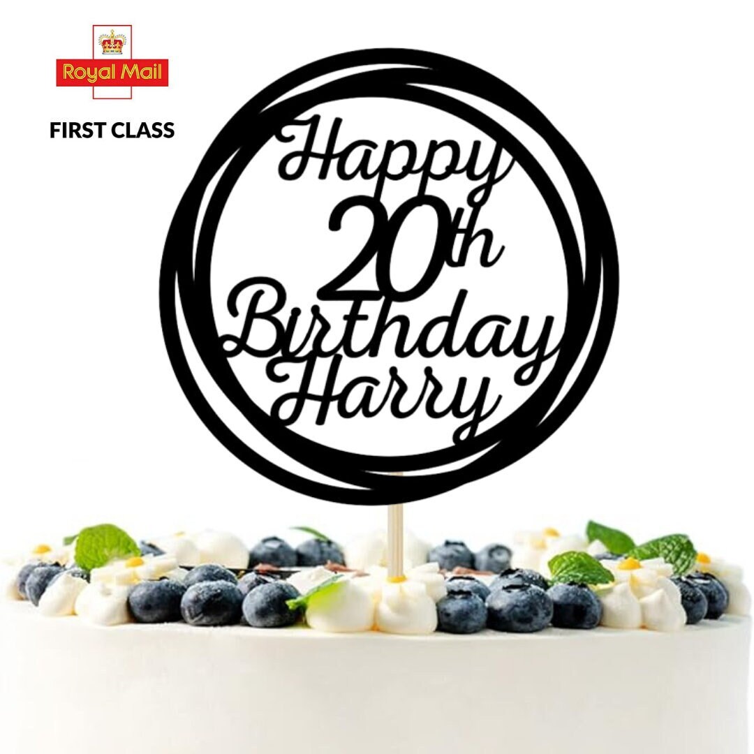 20th Birthday Cake Topper, 20th Cake Topper, Happy Birthday Cake Topper ...