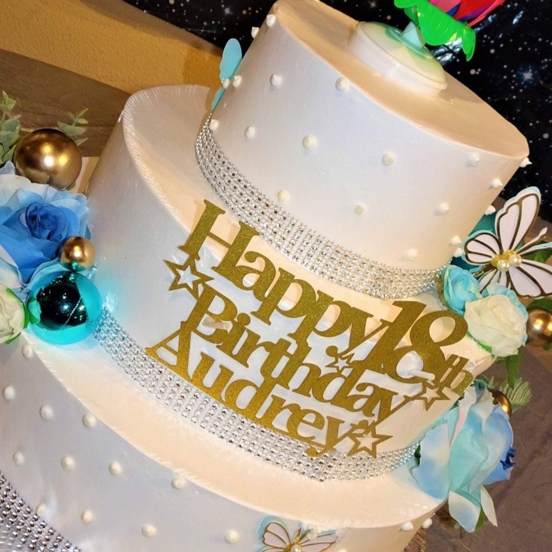 Personalised Happy Birthday Cake Topper, 18th Birthday Cake Decorations ...