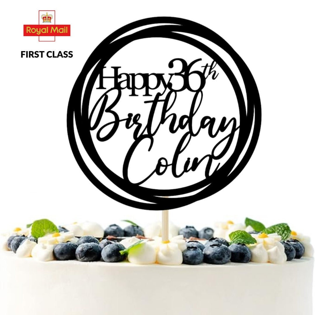 36th Birthday Cake Topper, Custom Cake Decoration With Any Name Age ...
