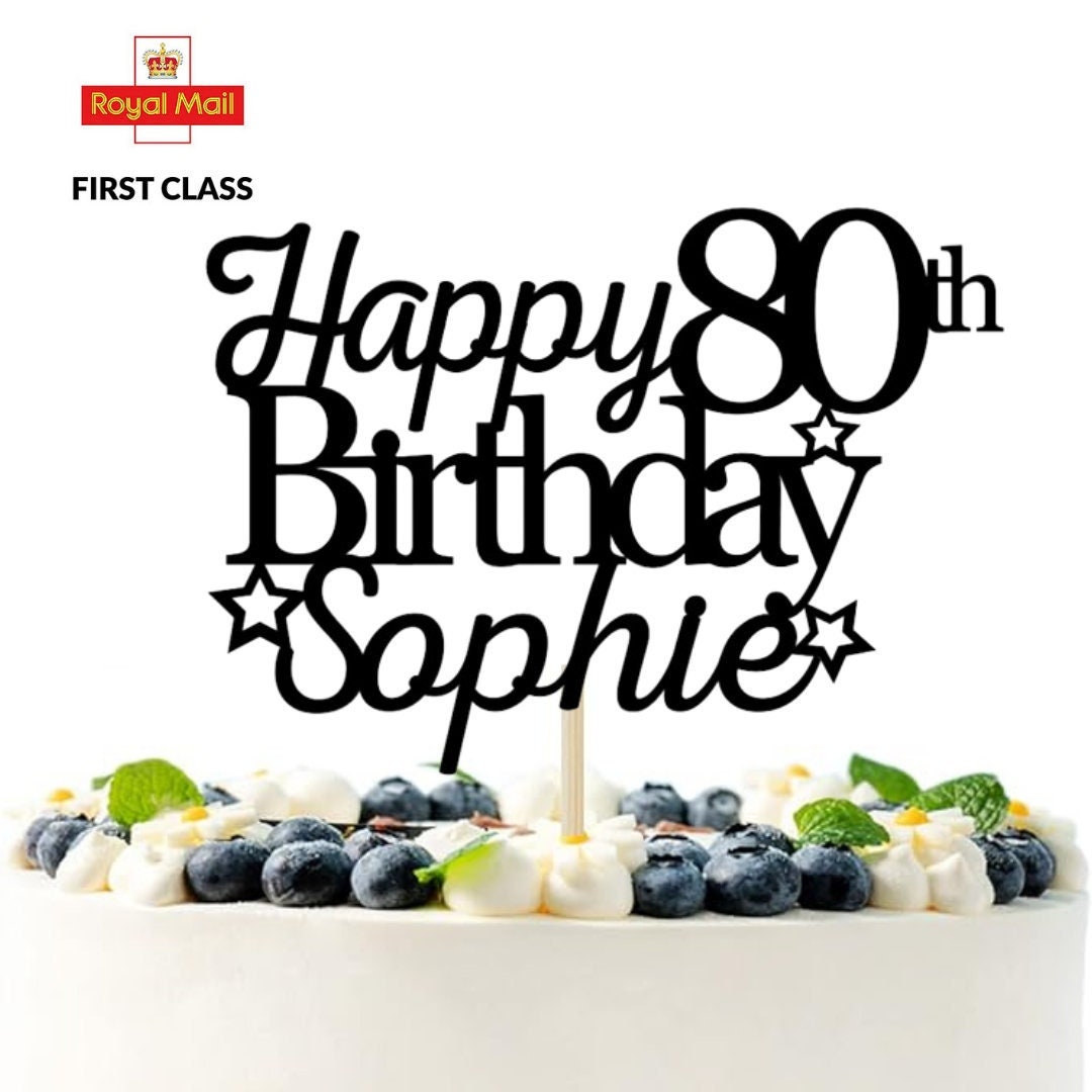 80th Birthday Cake Topper, 80th Cake Topper, Happy Birthday Cake Topper ...