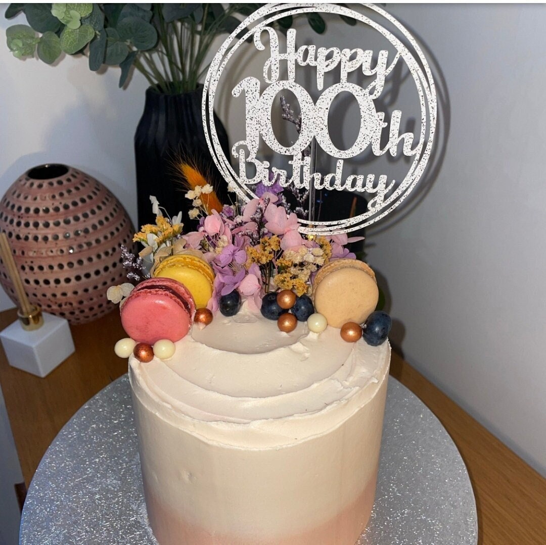 100th Birthday Cake Topper, Personalised Happy Birthday Cake Topper ...