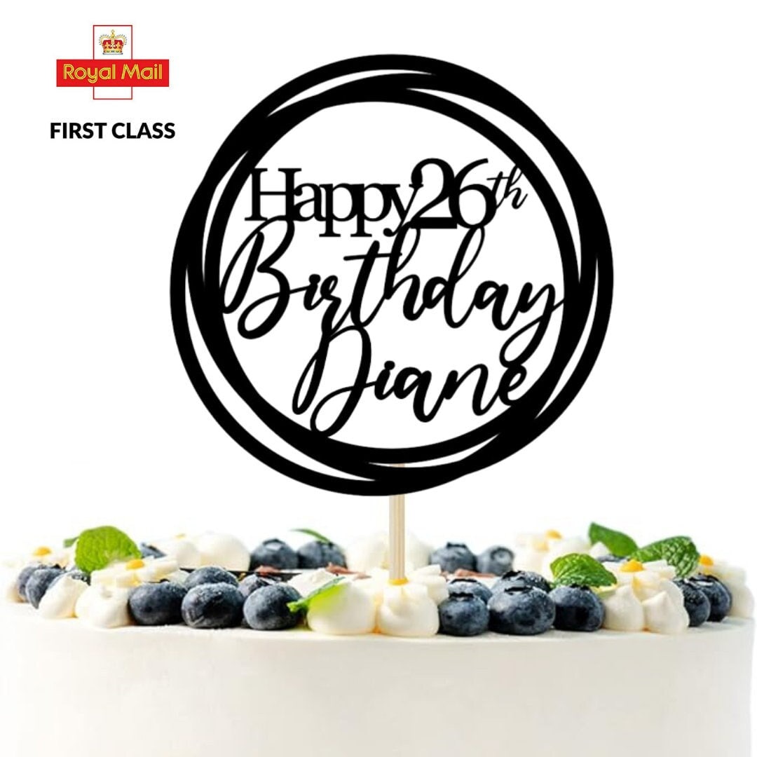 26th Birthday Cake Topper, Custom Cake Decoration With Any Name Age ...
