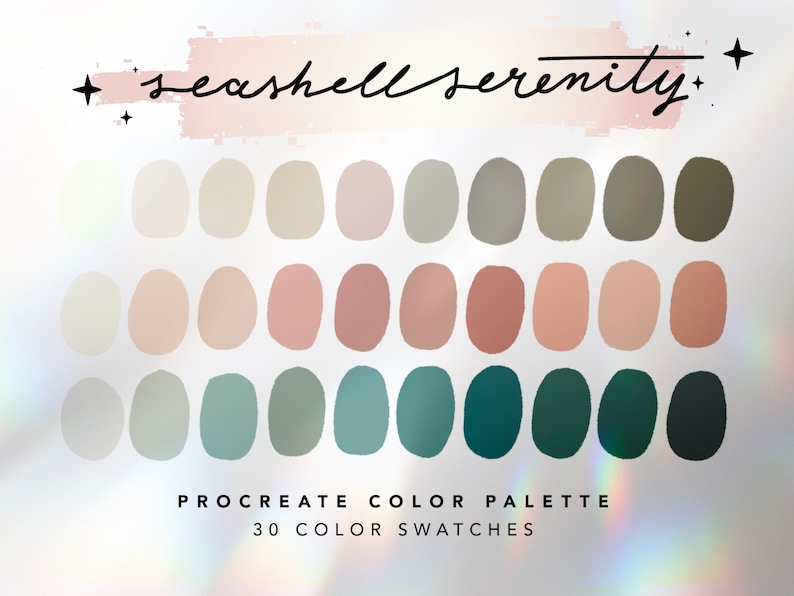 Seashell Serenity Procreate Color Palette | Procreate | Beach Muted ...