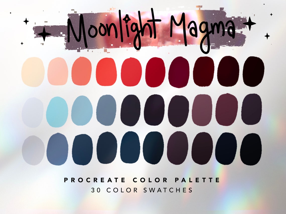 Moonlight Magma Procreate Color Palette | Procreate App | Blood Moon Colors | Color Swatches ...