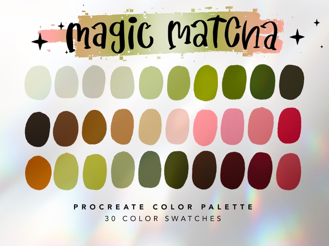 Magic Matcha Procreate Color Palette | Procreate | Milk Tea Boba Color ...