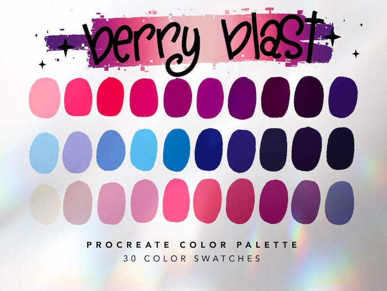 Berry Blast Procreate Color Palette | Procreate | Kawaii Fruits Color ...