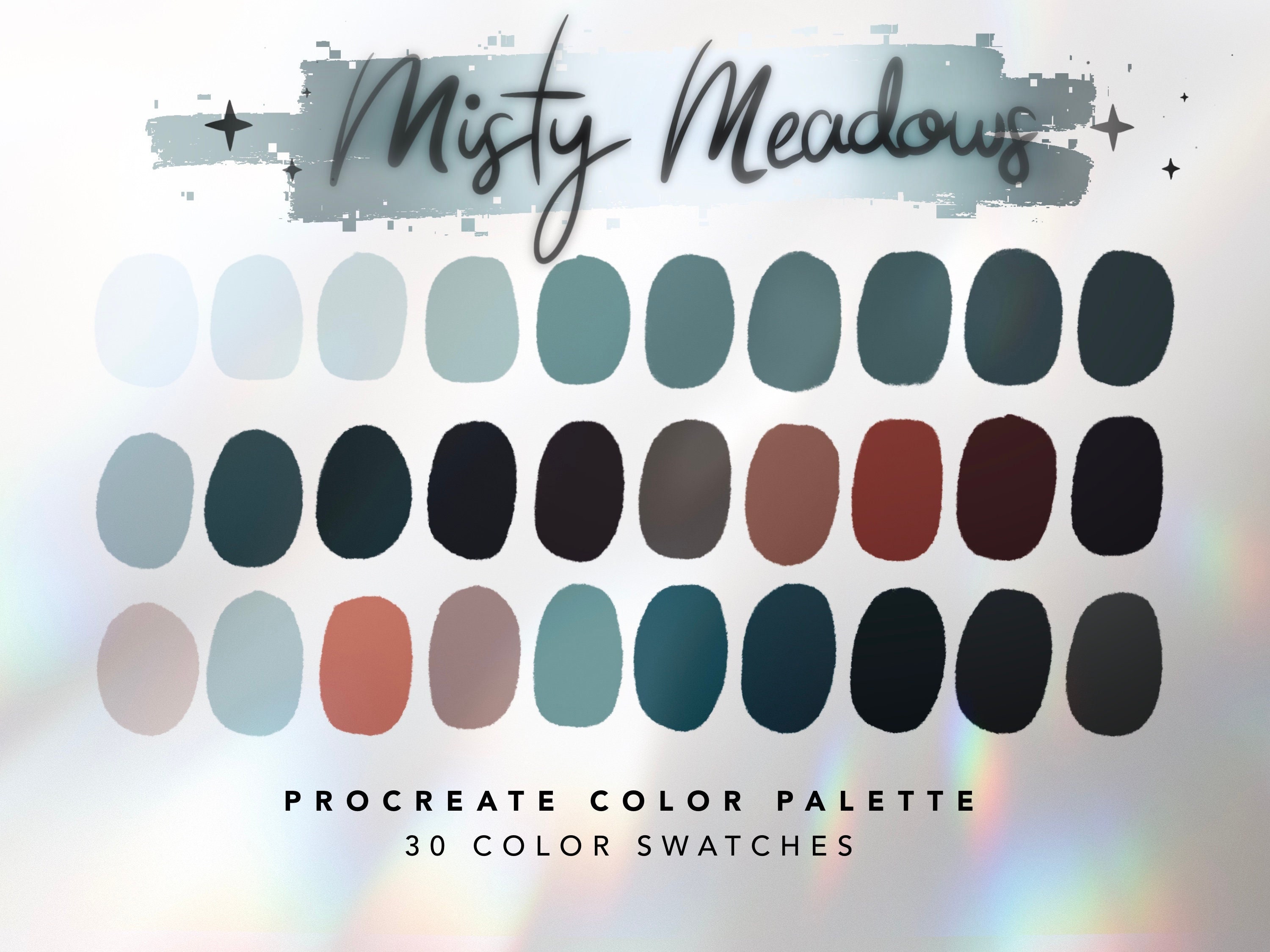 Misty Meadows Procreate Color Palette | Procreate | Foggy Muted Color ...