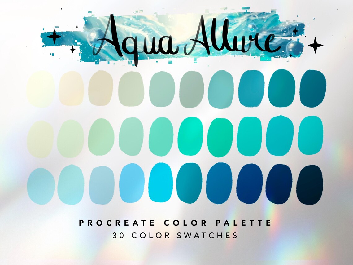 Aqua Allure Procreate Color Palette | Procreate | Ocean Beach Colorful ...