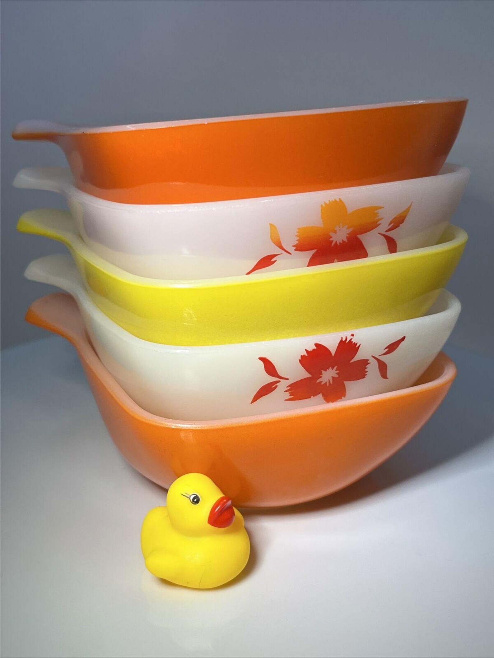 Vintage Agee / Crown Pyrex 2 Cape Tulip and 3 Harlequin Handled ...