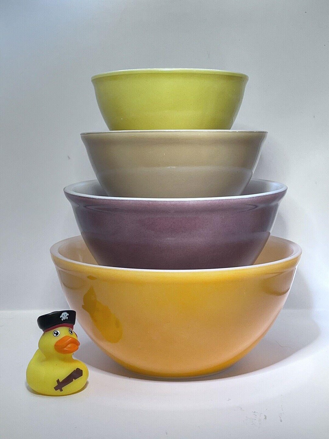 Vintage Agee Australian Crown Pyrex Harlequin Nesting / Mixing Bowl Set ...