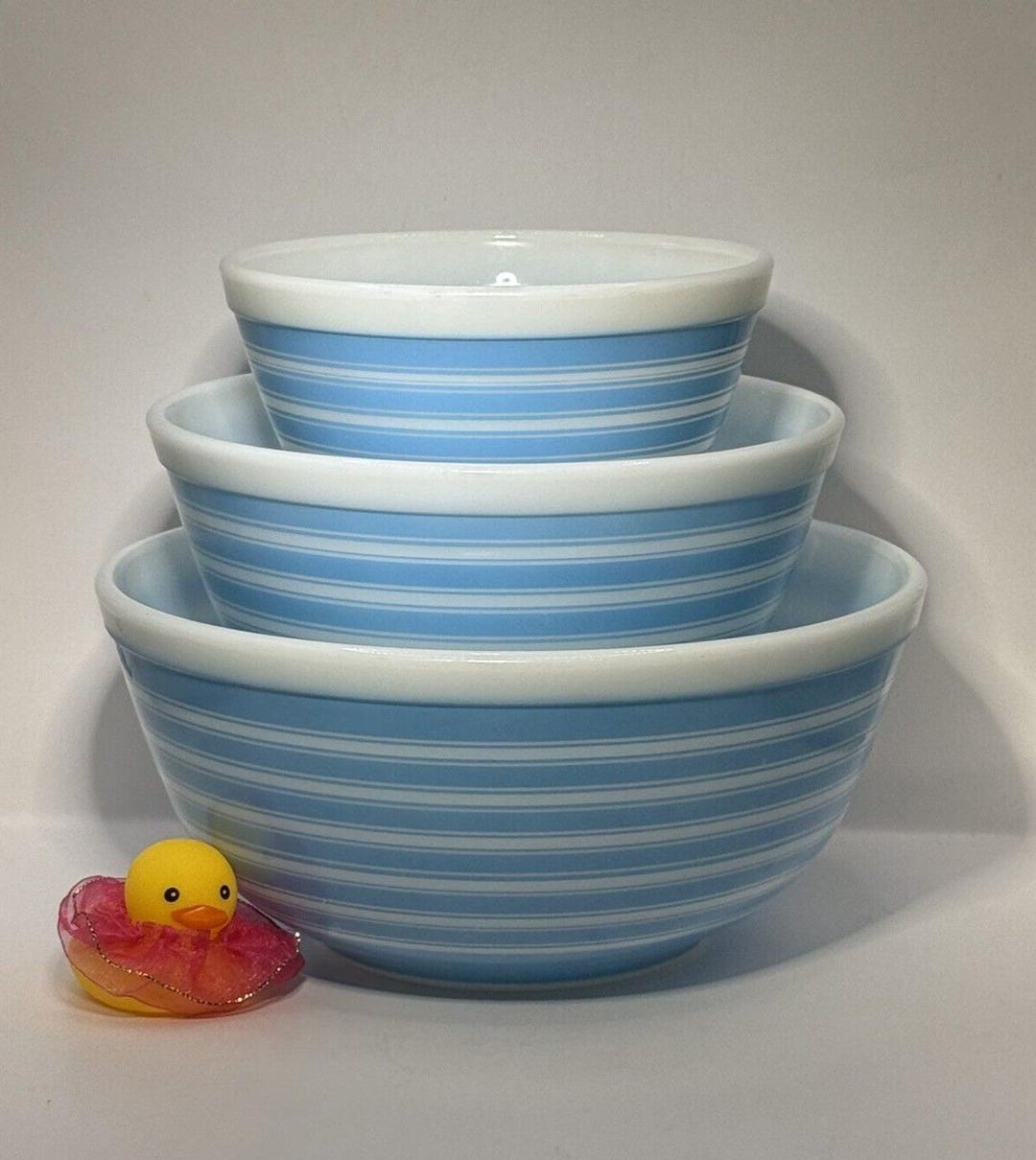 Vintage Pyrex Blue and White Striped Bowl Set 401, 402 and 403 EXTRA ...
