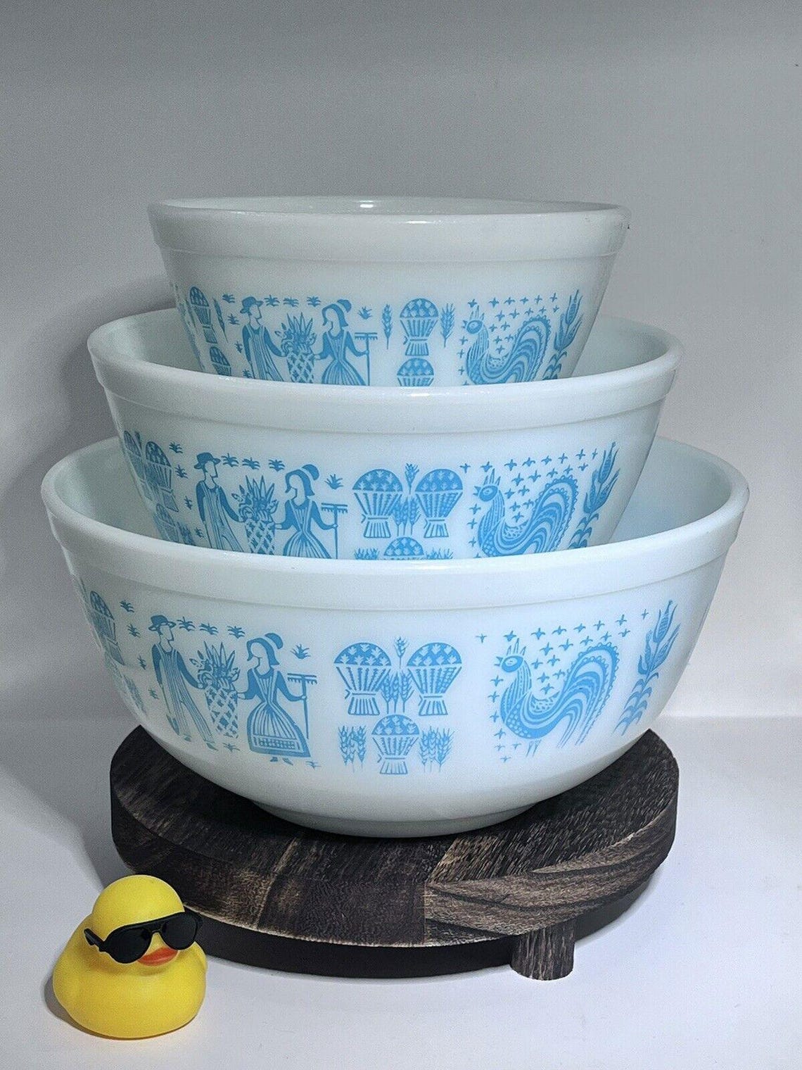 Pyrex Butterprint Turquoise on White Nesting Bowls Set of 3 401-403 ...