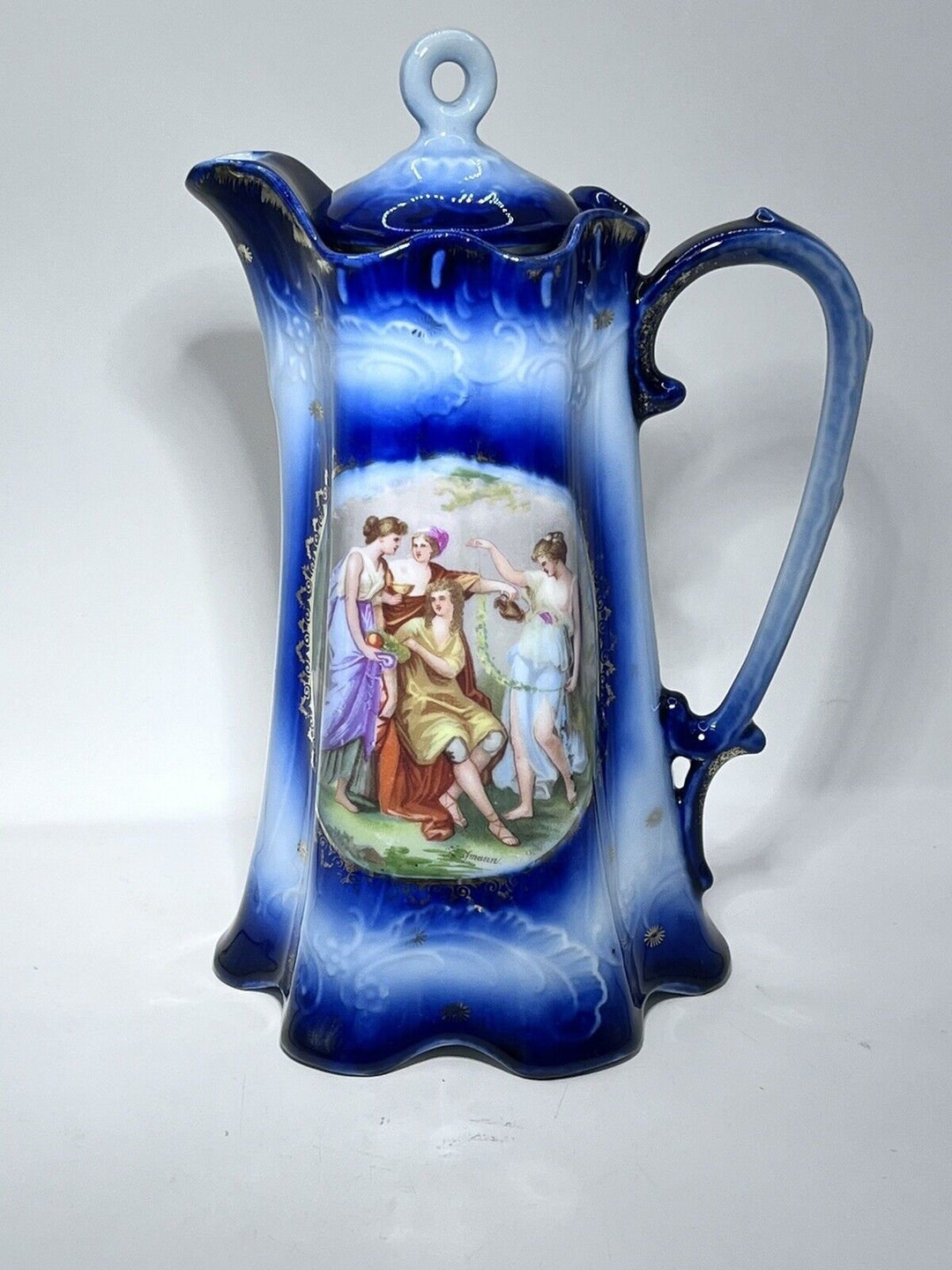 Antique Victoria Austria Porcelain Pitcher With Lid Signed Kaufmann - Etsy