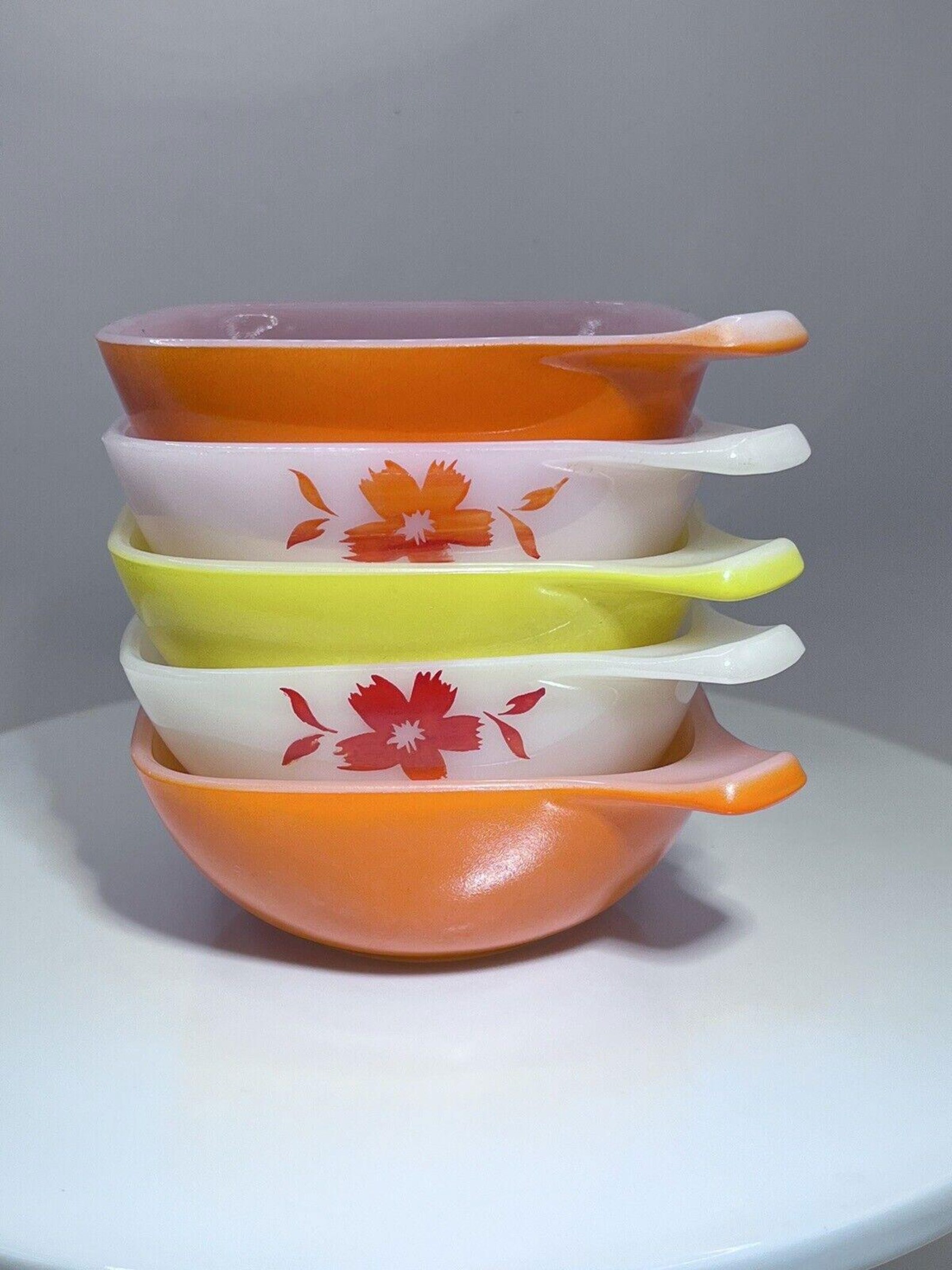 Vintage Agee / Crown Pyrex 2 Cape Tulip and 3 Harlequin Handled ...